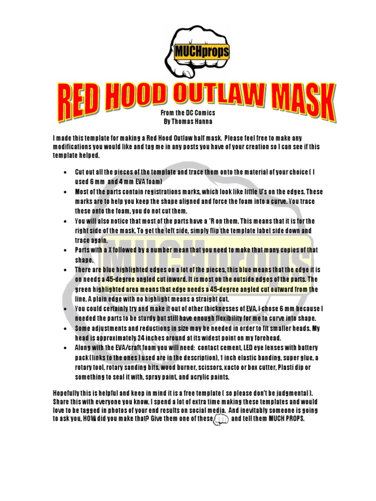 Red Hood Outlaw Mask Template | PDF