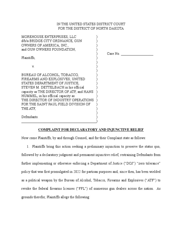 Morehouse II Enterprises, LLC v. Atf, Doj & Steven M. Dettelbach ...