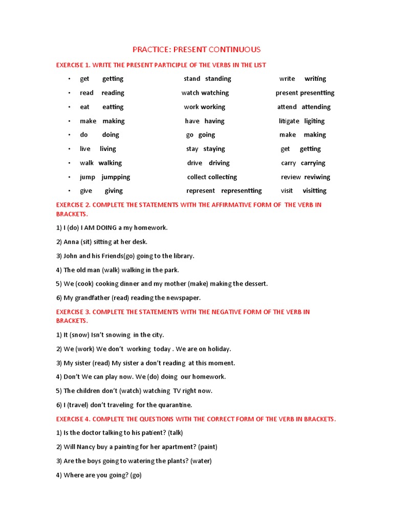 Handout Present Progressive (1) Genesis Cossio | PDF | Language Arts & Discipline