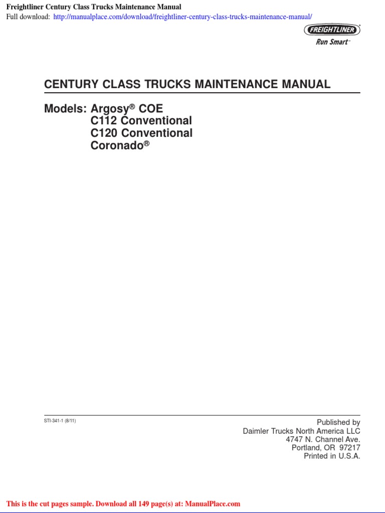 Freightliner Century Class Trucks Maintenance Manual | PDF