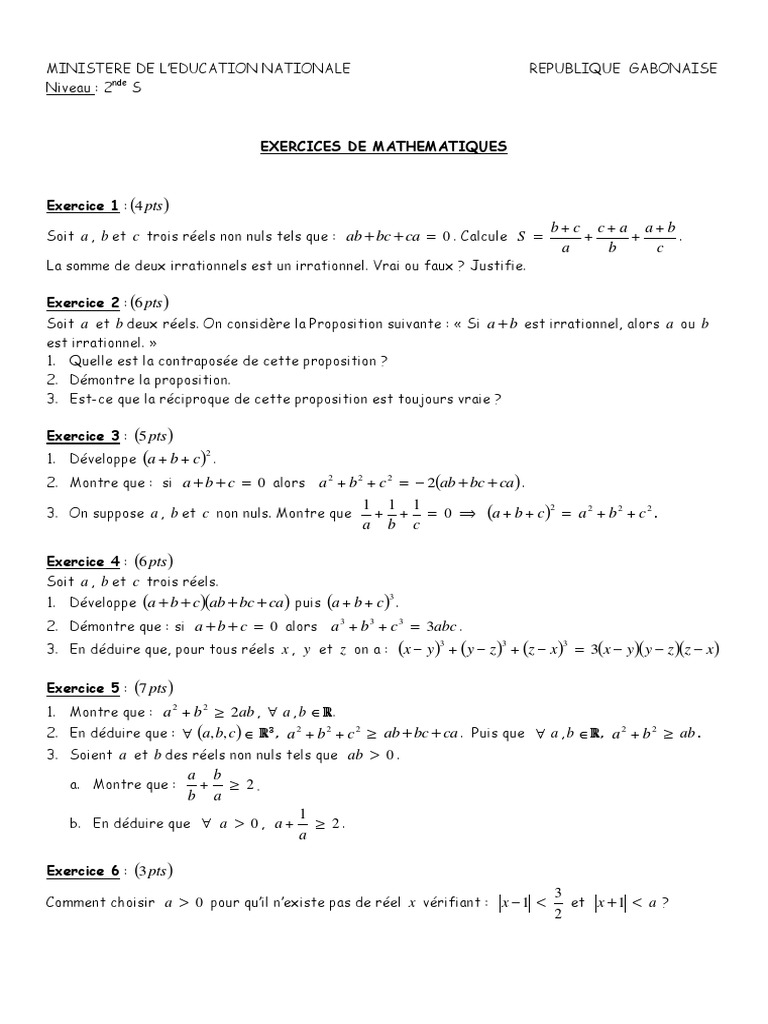 Exercices 2nde S | PDF