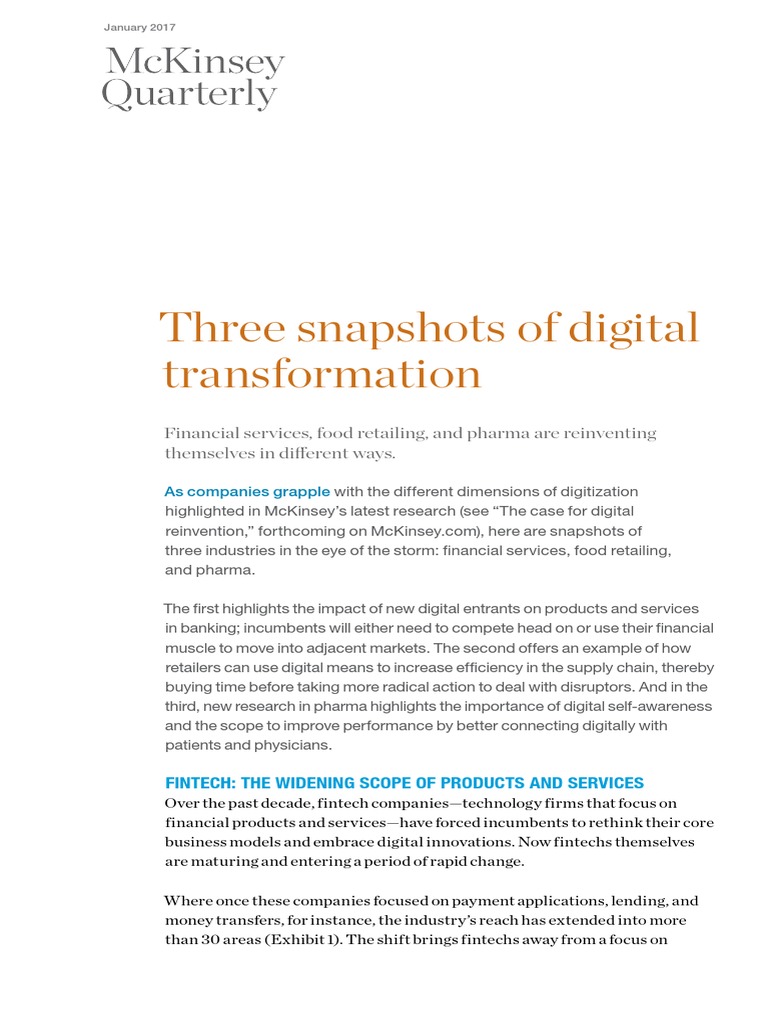Three Snapshots of Digital Transformation | PDF | Retail | Banks
