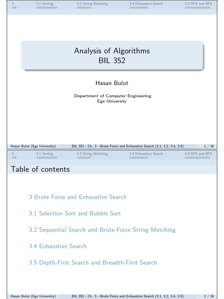 Analysis of Algorithms BIL 352: Hasan Bulut | PDF