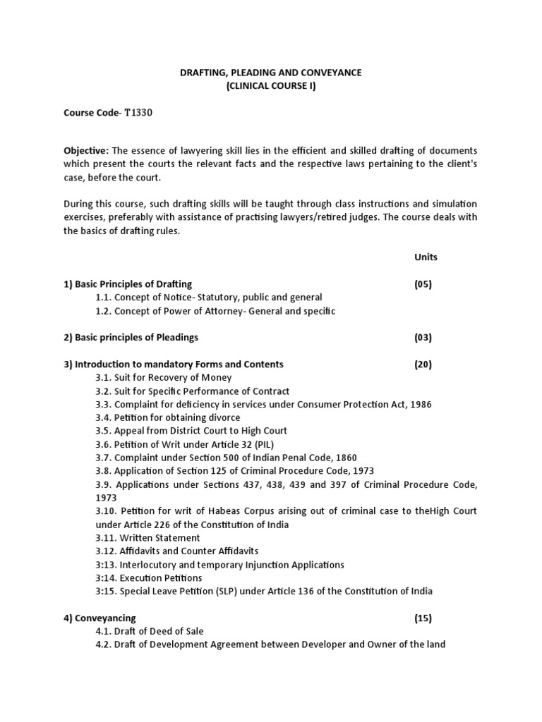 Legal Drafting and Pleading Course | PDF | Criminal Procedure In South ...