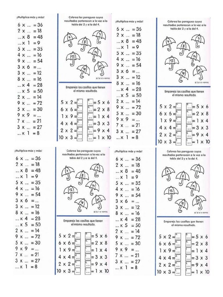 Repaso de Tablas de Multiplicar | PDF