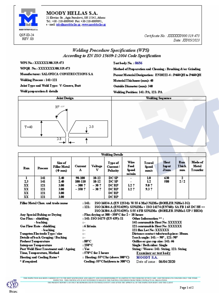 WPS 141-121 P460QH To Same | PDF | Construction | Welding