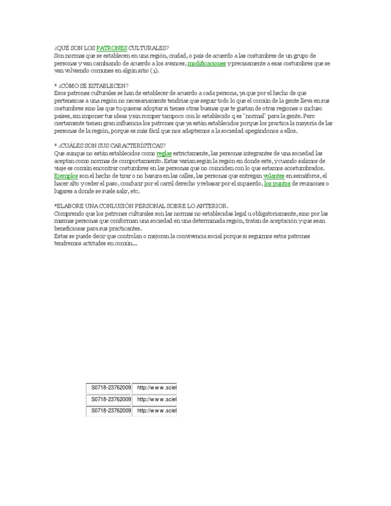 Definición y características de patrones culturales | PDF | Estilo de vida