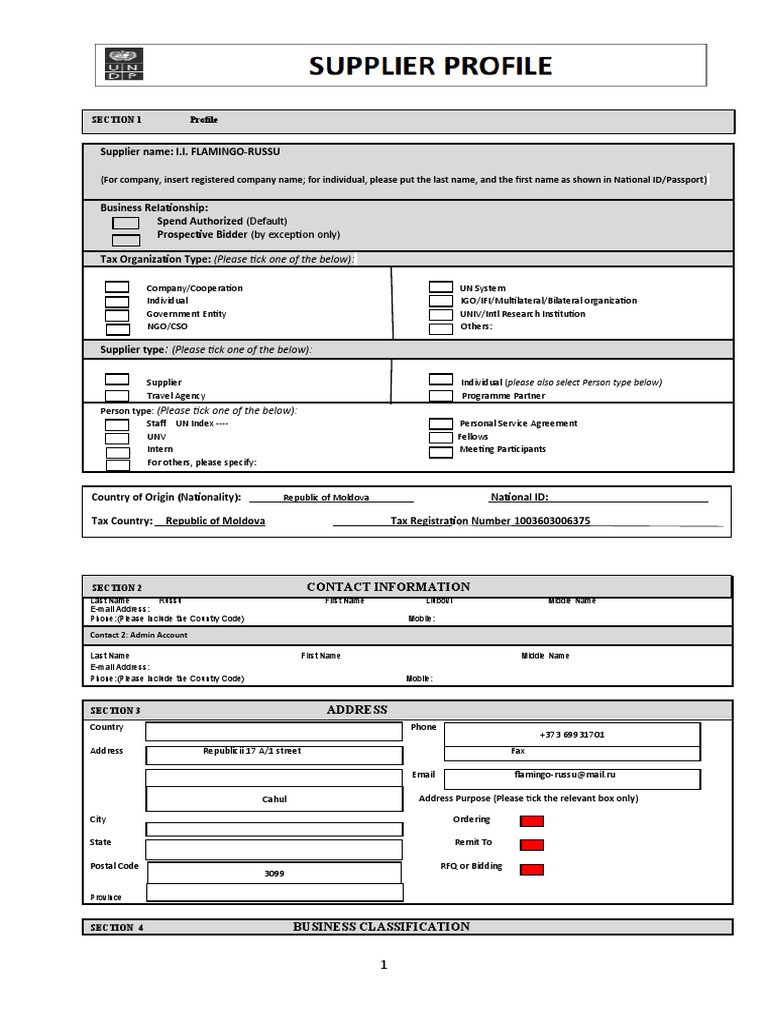Quantum Supplier Form - Flamingo | PDF