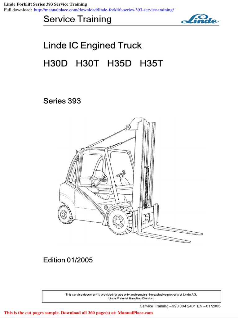 Linde Forklift Series 393 Service Training | PDF | Vehicle Parts | Engines