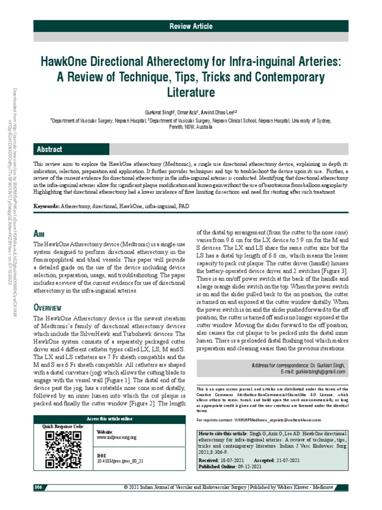 HawkOne Directional Atherectomy For Infra Inguinal.2 | PDF ...