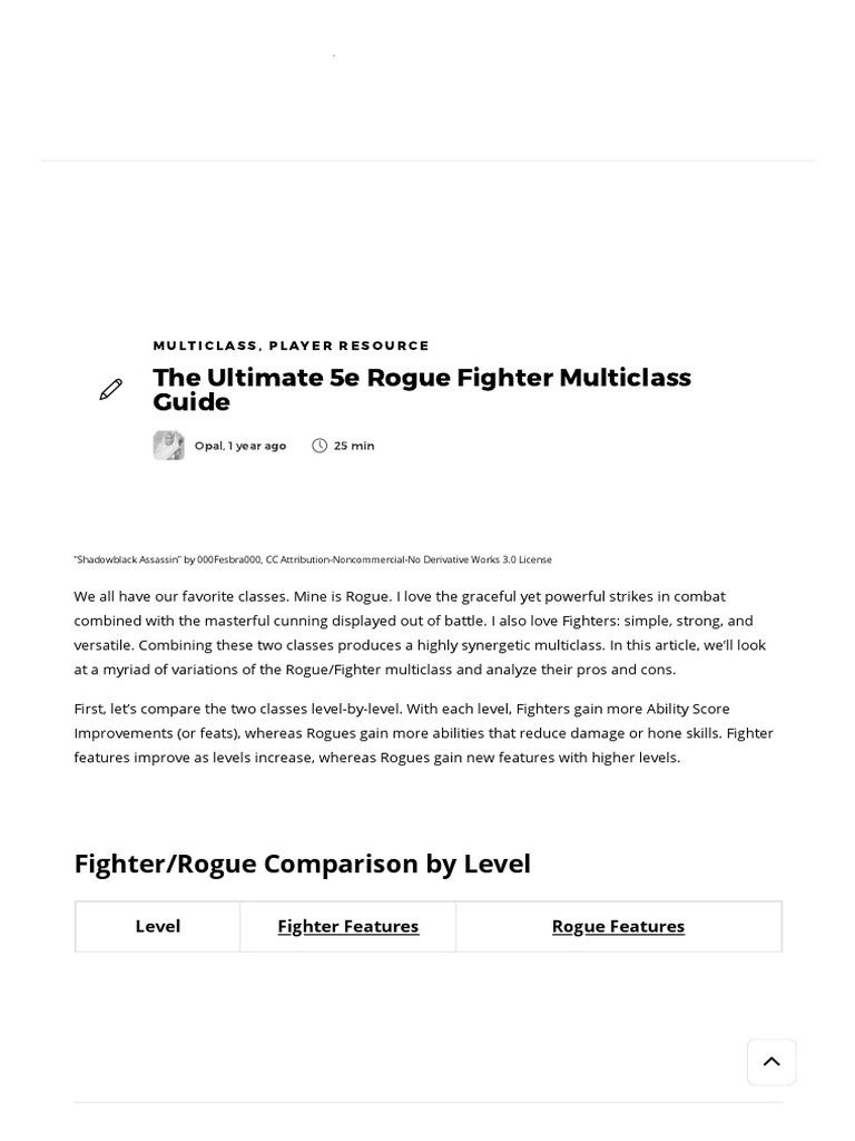 The Ultimate 5e Rogue Fighter Multiclass Guide - Flutes Loot | PDF ...
