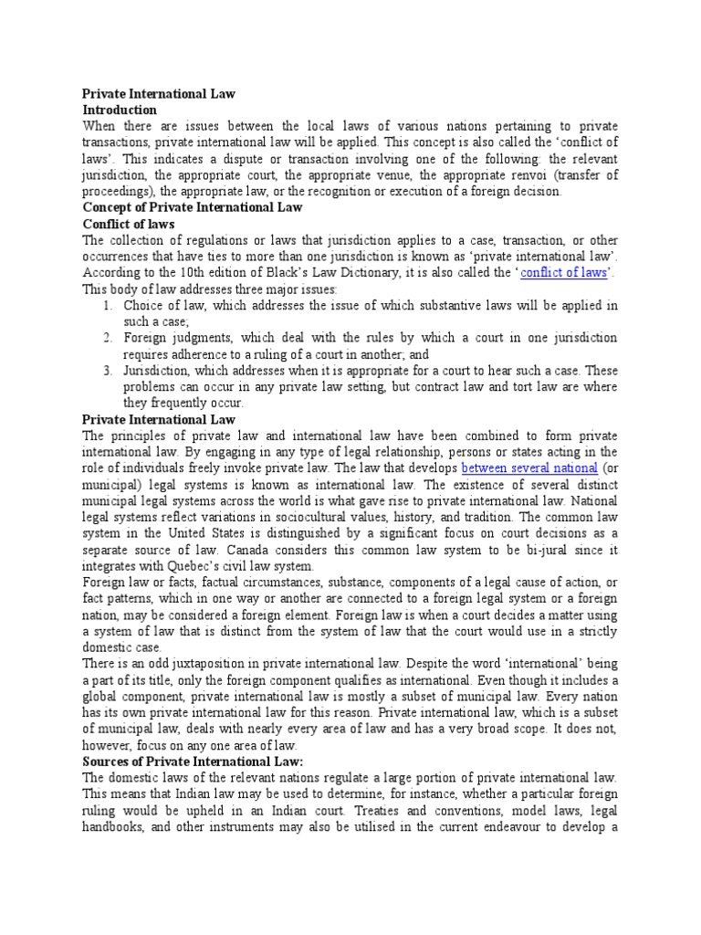 Overview of Private International Law | PDF | International Law ...