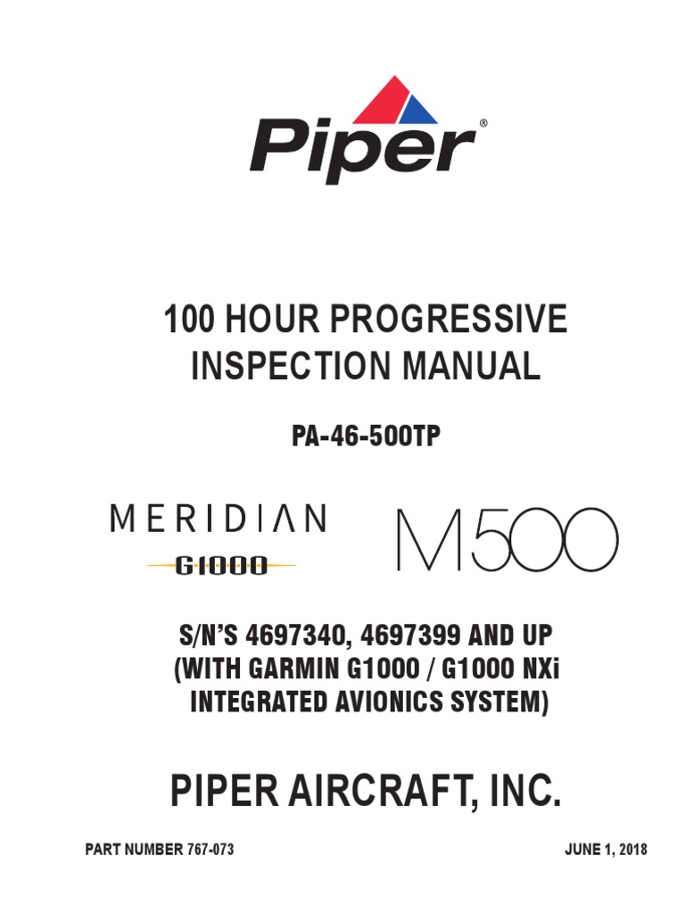 100 Hour Progressive Inspection Manual: Piper Aircraft, Inc | PDF ...