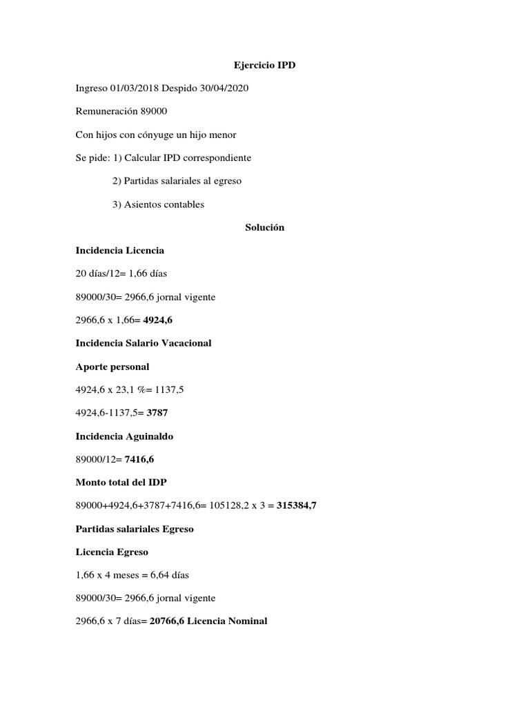 Solución Ejercicio IPD y IRPF | PDF