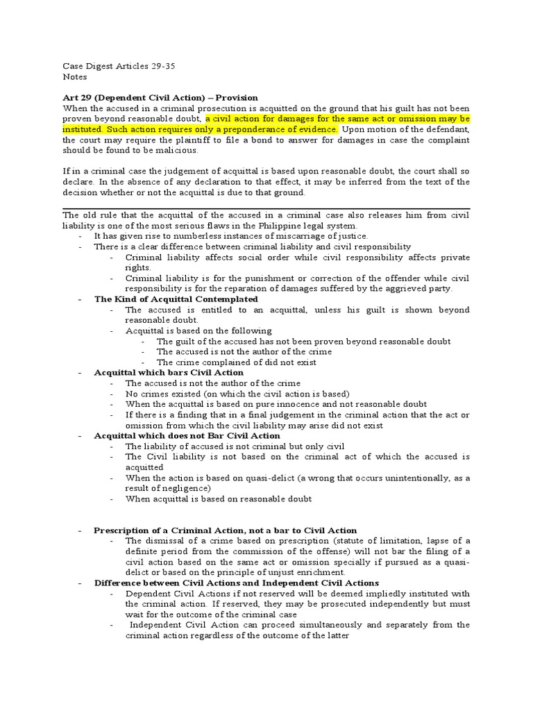 PFR Case-Digest-Art-29-35 | PDF | Burden Of Proof (Law) | Defamation