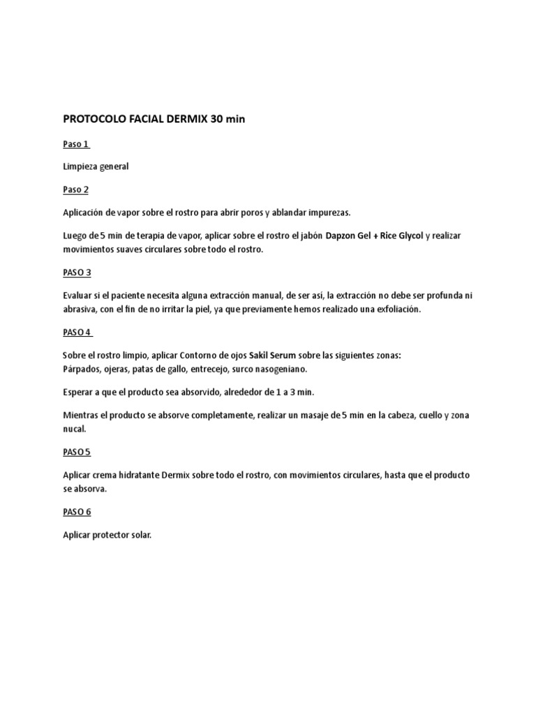 Protocolo Facial Dermix: 30 Minutos | PDF