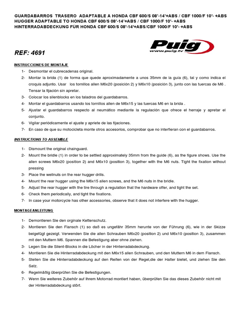 Puig 4691 Mounting Instructions | PDF