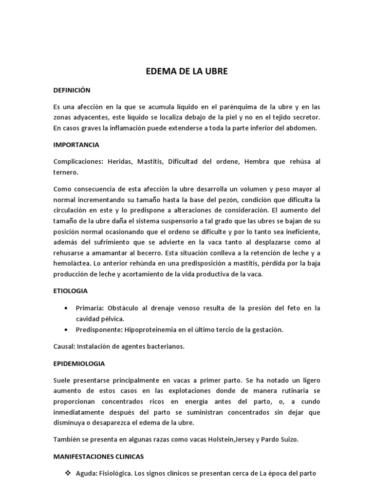 Edema de La Ubre | PDF | Vacas | Leche