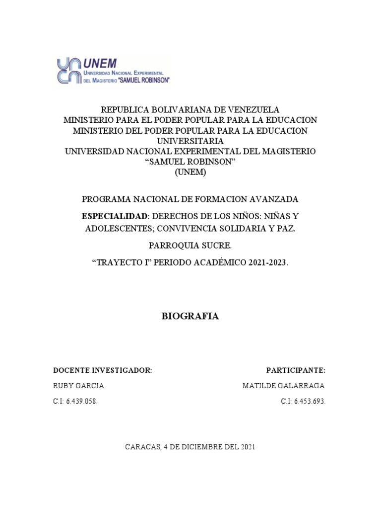 UNEM | PDF | Educación de la primera infancia | Maestros