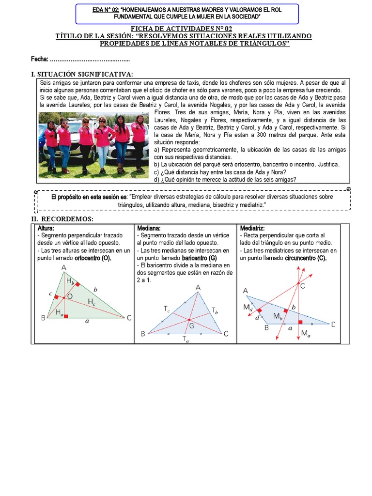 Ficha 2 - 4to - Eda2 | PDF | Triángulo | Geometría triangular