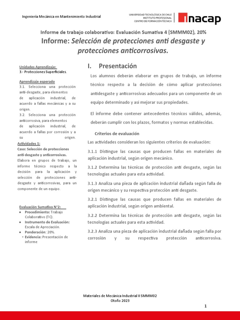 Informe Eva N°4 - Materiales 2 | PDF