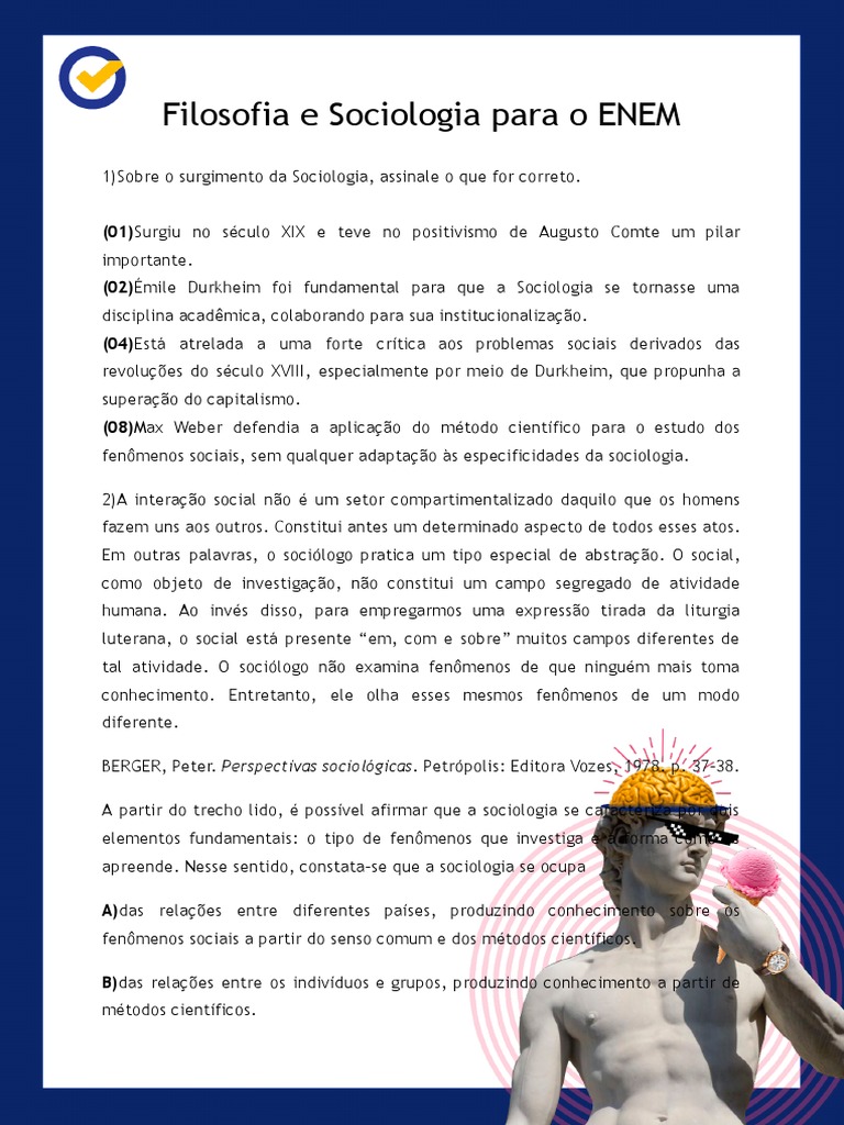 Ficha Filosofia e Sociologia para o Enem 16842644481 | PDF | Sociologia | Science