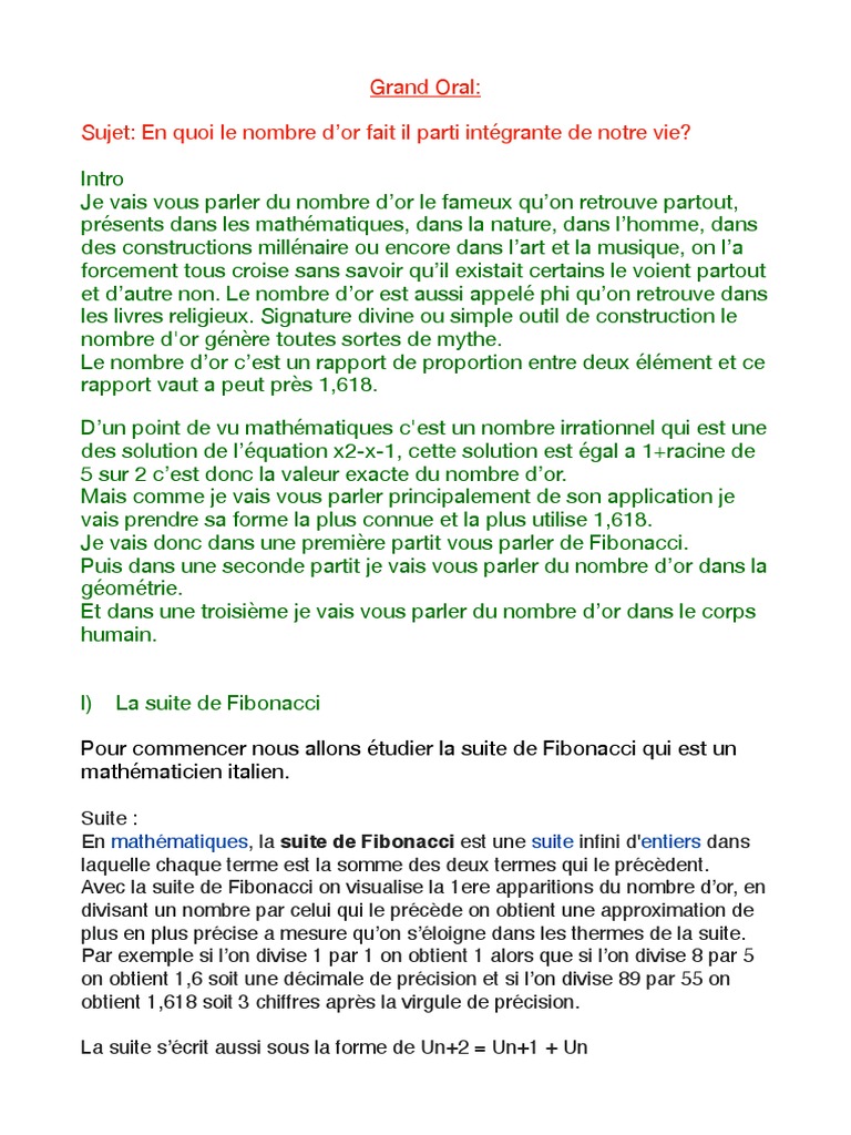 Grand Oral - Maths | PDF