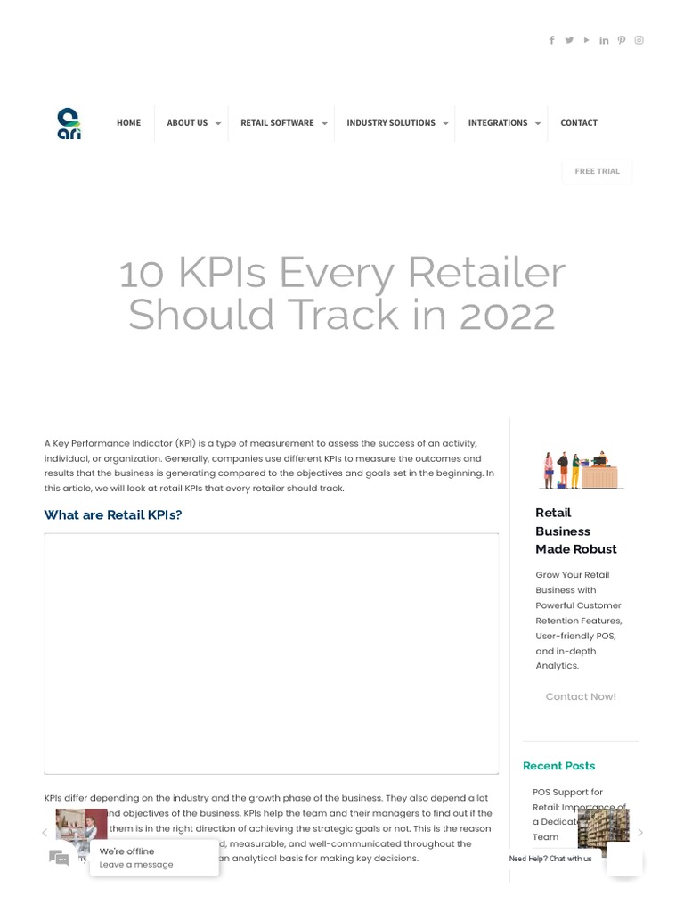 Top 10 Retail KPIs Every Retailer Should Track in 2022 | PDF | Retail ...