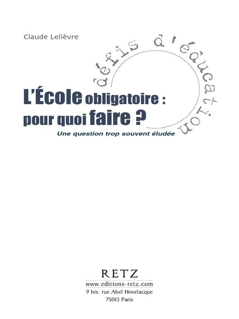 L'Ecole Obligatoire Pourquoi | PDF L'Ecole Obligatoire Pourquoi | PDF