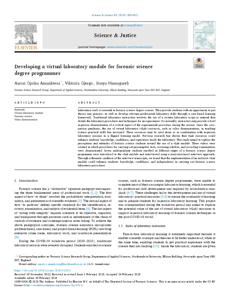 Developing A Virtual Laboratory Module For Forensic Science | PDF | Art ...