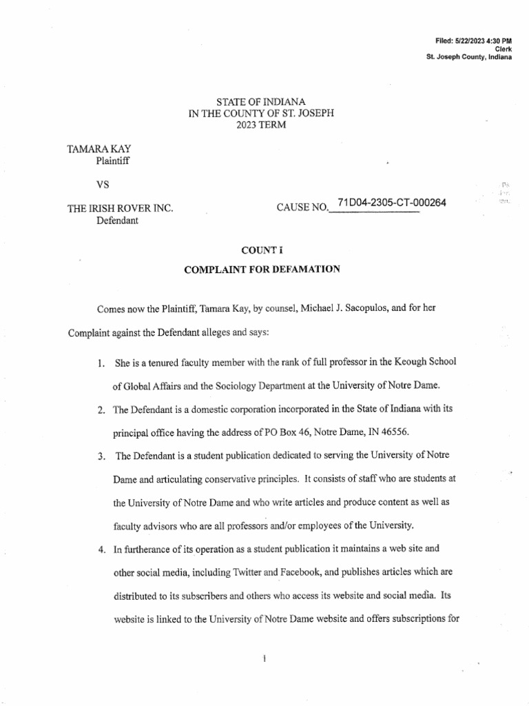 Tamara Kay Defamation Lawsuit | PDF