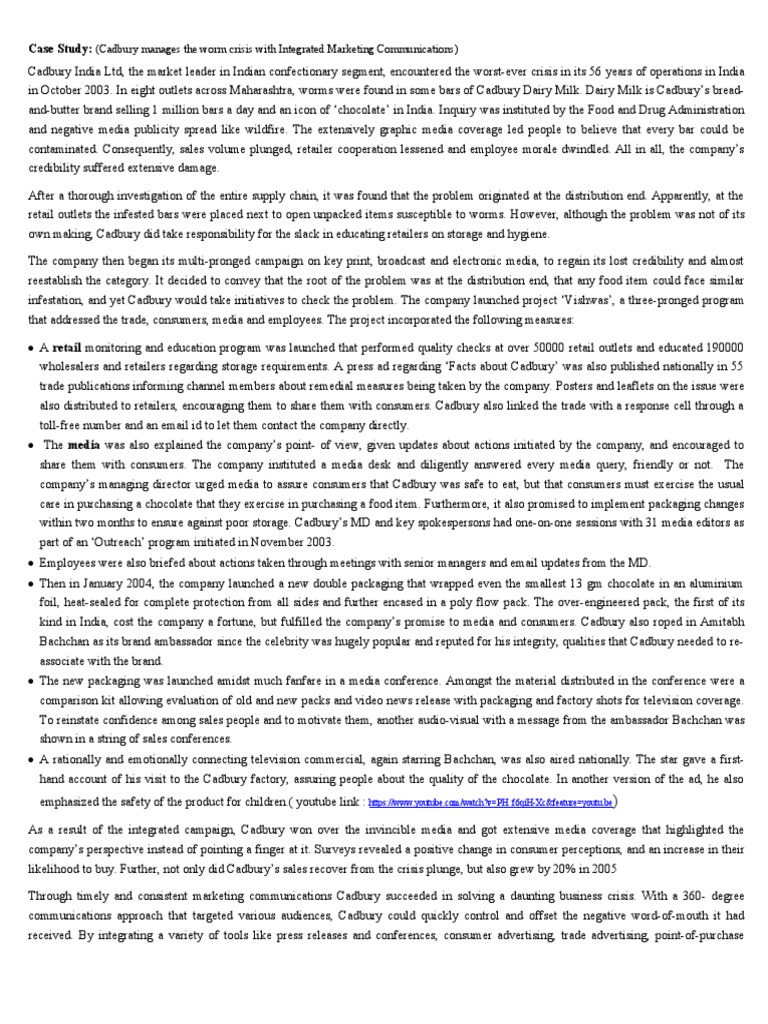 Cadbury IMC Case | PDF | Marketing Communications | Business