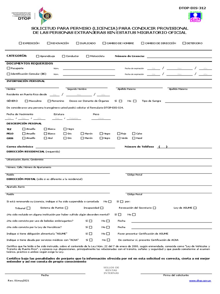 Licencia de Conducir Provisional para Extranjeros | PDF