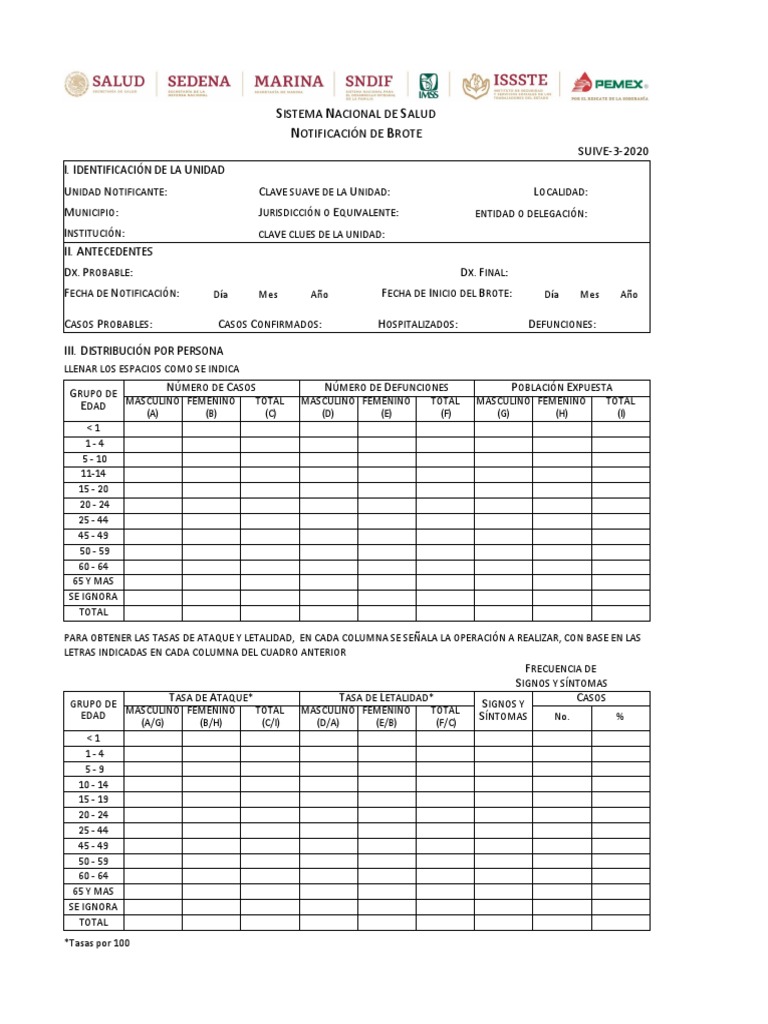 Formato Notificación de Brote | PDF | Epidemiología | Salud pública