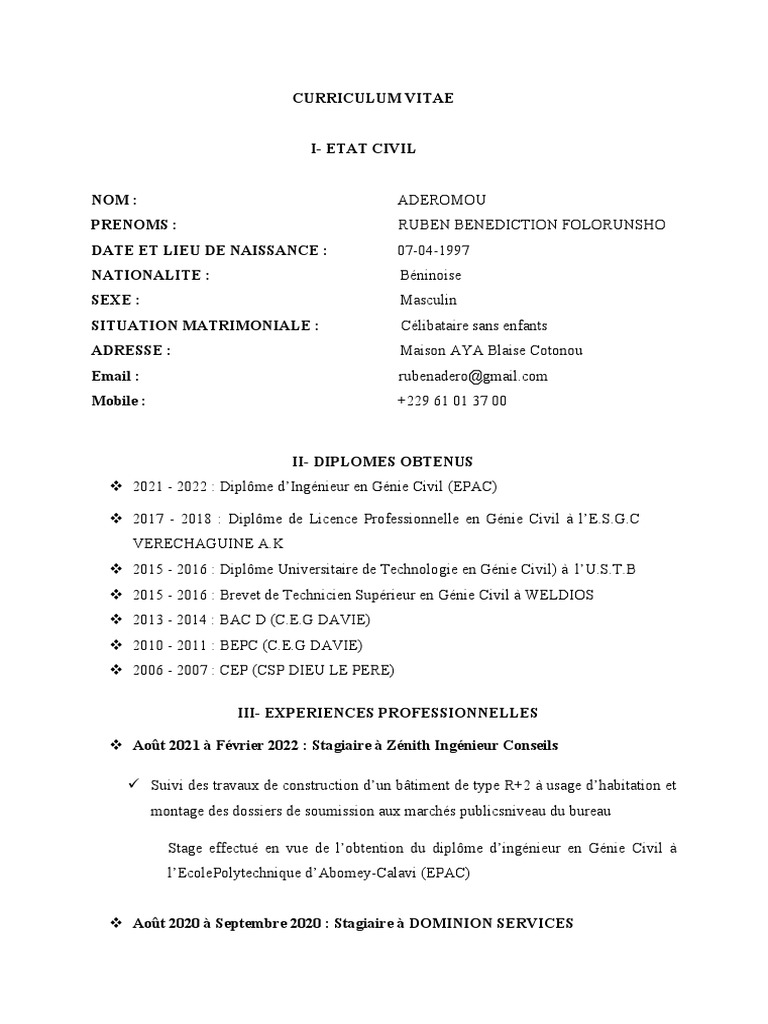 CV Ruben Actualisé - 013700 | PDF