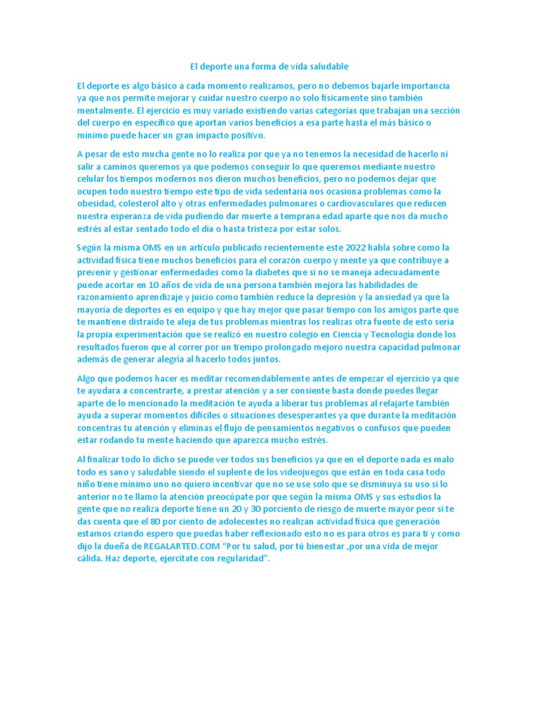 Beneficios del Deporte para la Salud | PDF | Medicina CLINICA