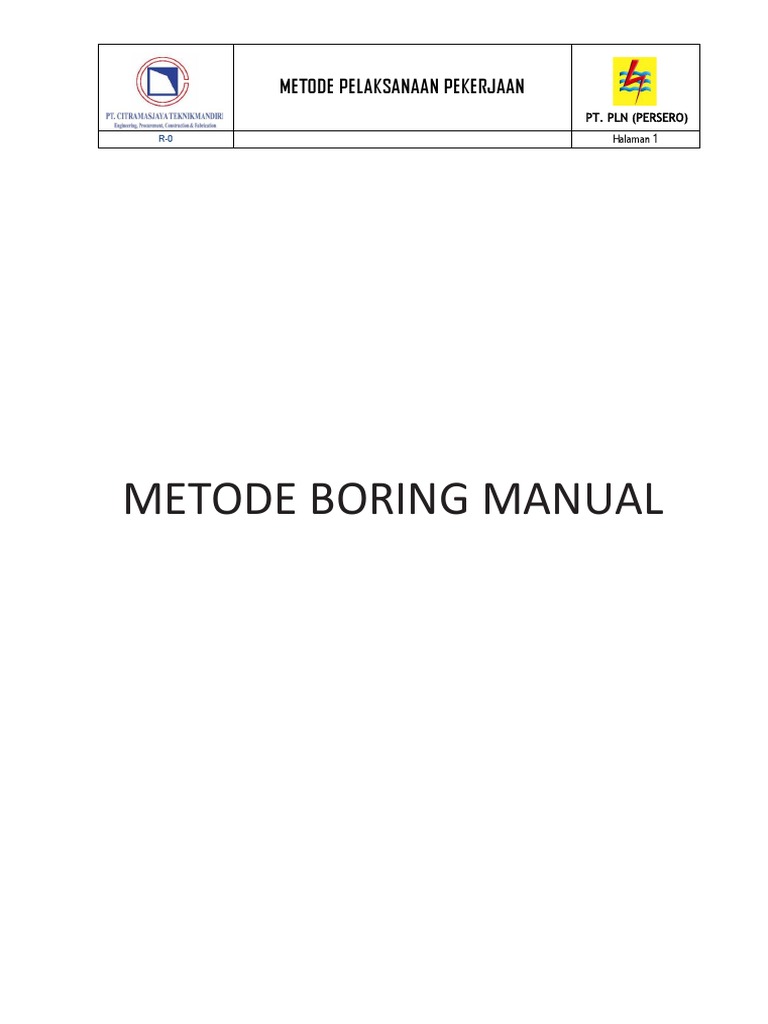 Metode Pekerjaan Boring Manual | PDF