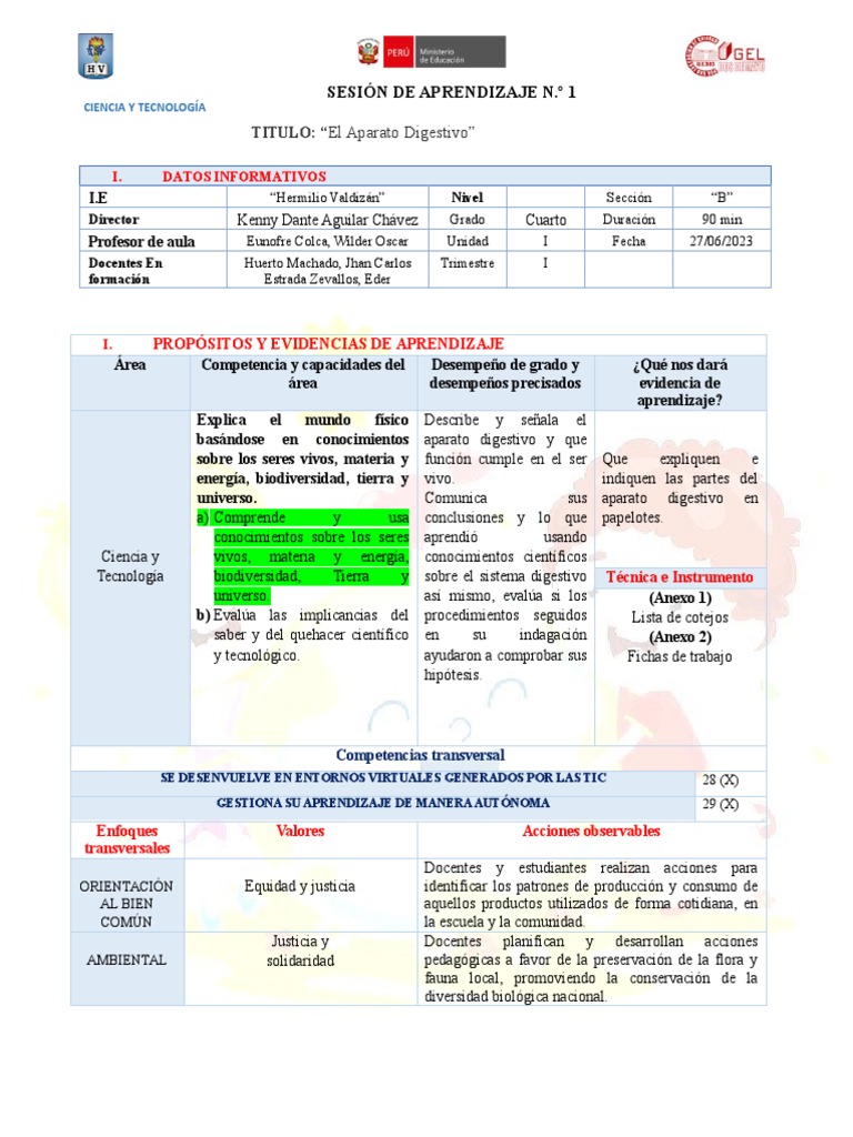 Sesión de Aprendizaje Ciencias Tecnologia 2023 | PDF | Maestros | Aprendizaje