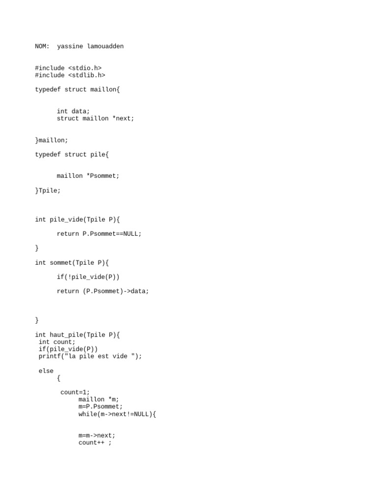 TP (Pile) | PDF | Standards informatiques | Programmation informatique