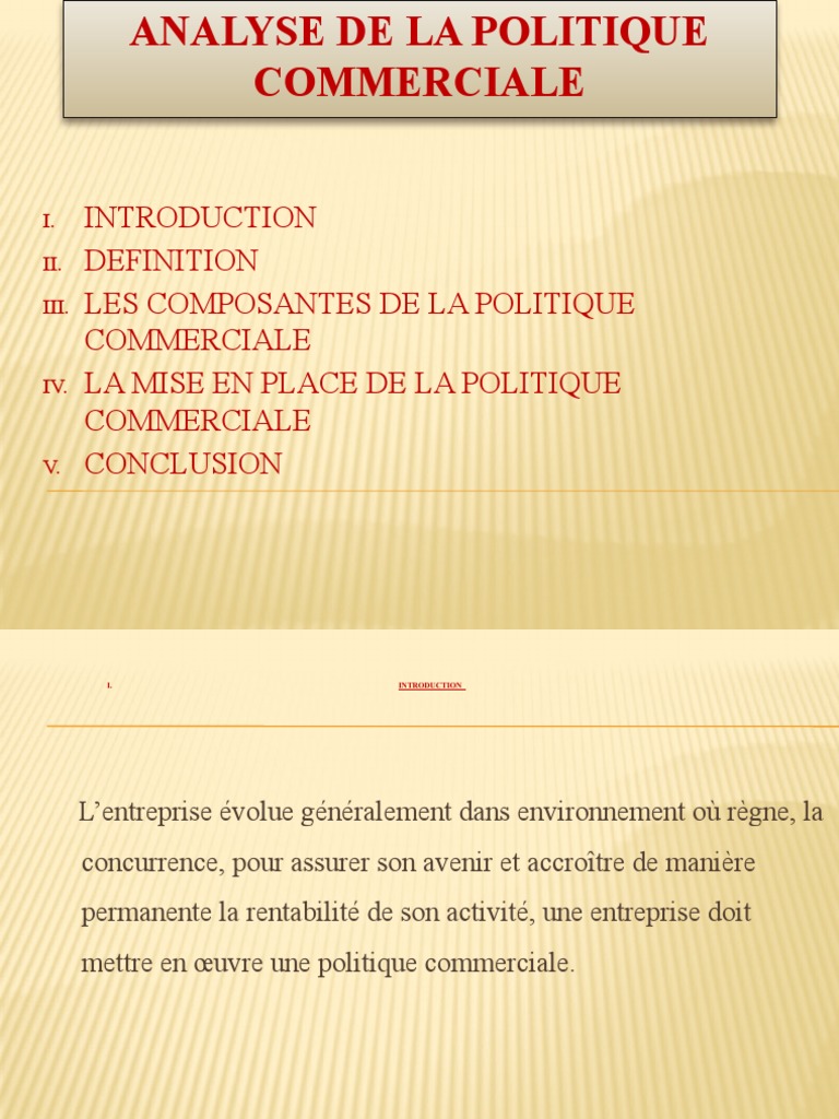 Analyse de La Politique Commerciale | PDF | Évolution de carrière | Finance et gestion monétaire