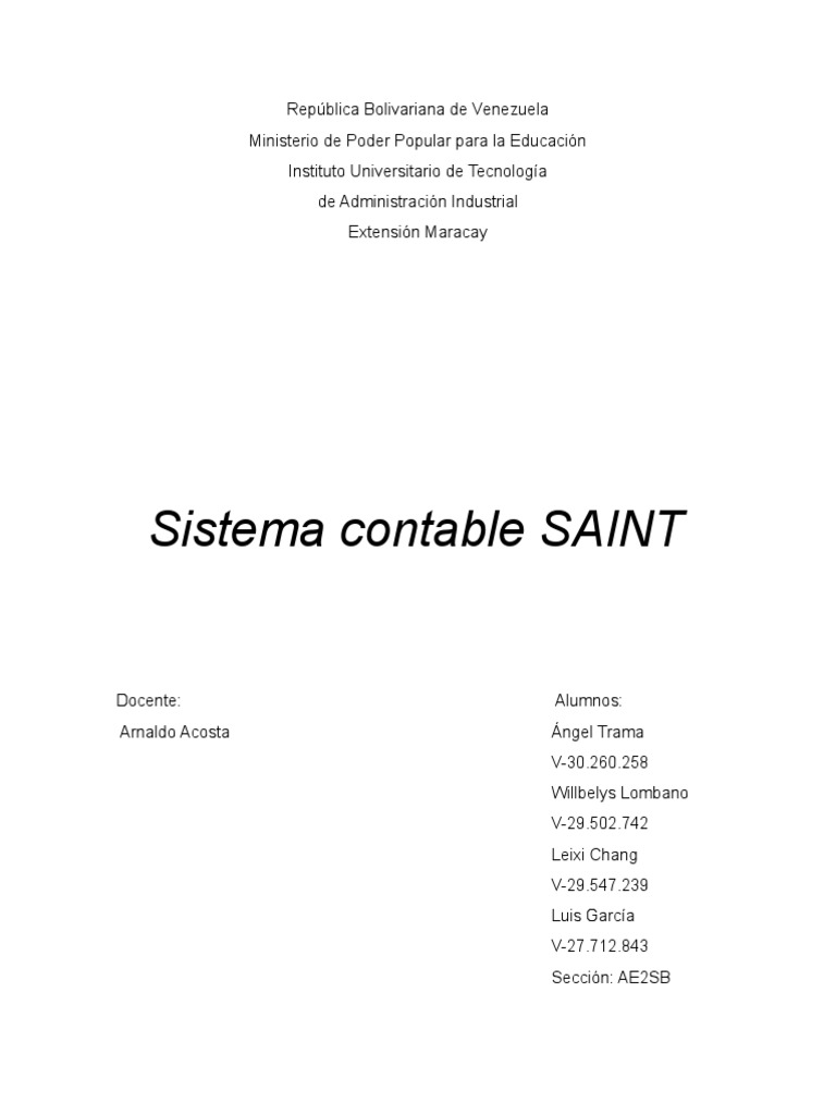 Sistema Contable SAINT: Guía Completa | PDF
