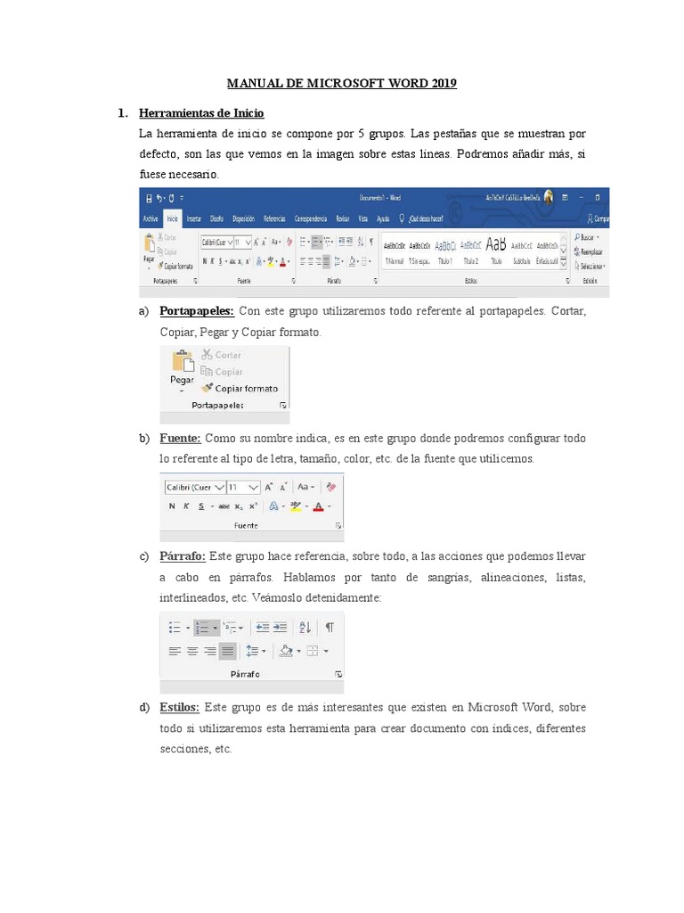 Manual de Microsoft Word 2019 PDF | PDF | Microsoft Word | Microsoft Office