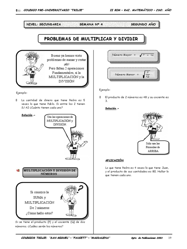2do Año - Raz - Mat - Guia Nº4 - Problemas de Multiplicar y Di | PDF ...