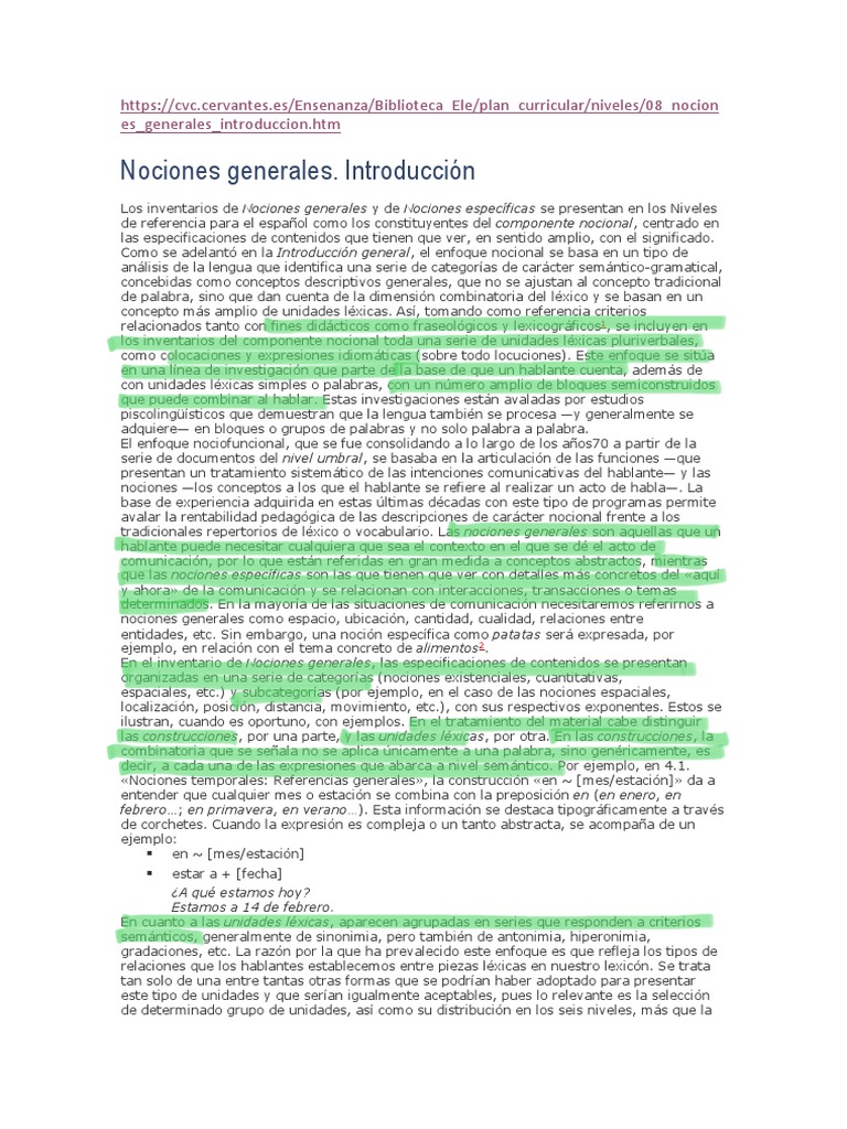 Nociones Generales y EspecÃ Ficas Plan Curricular IC | PDF