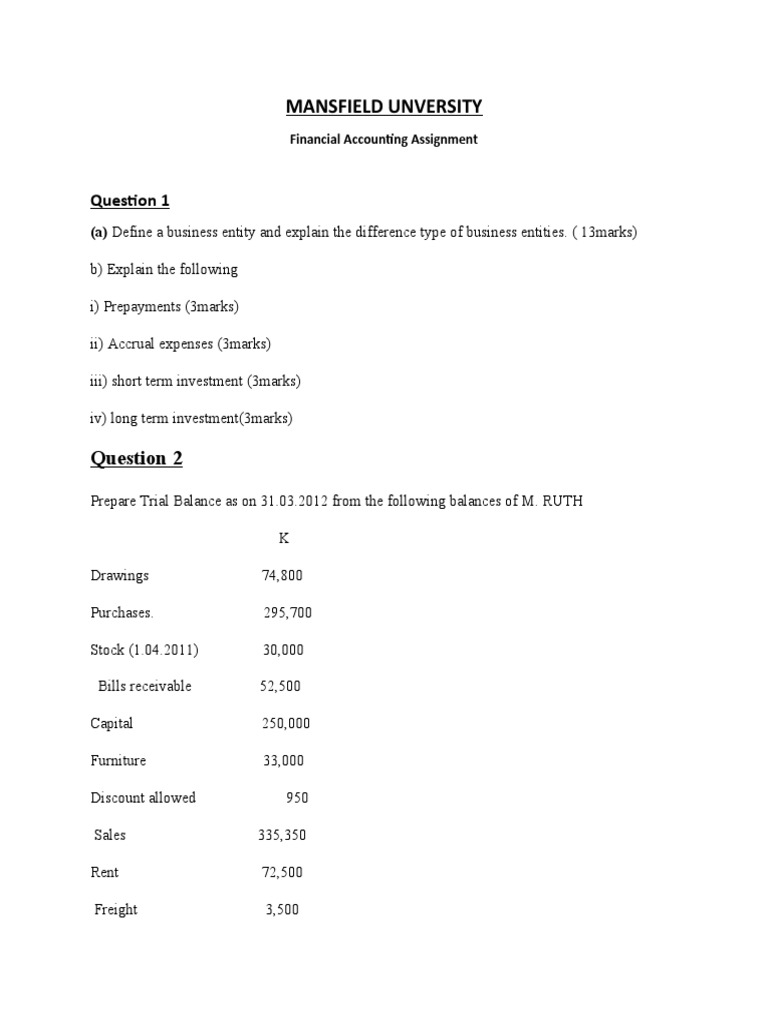 Financial Accounting Assignment Guide | PDF | Finance & Money ...