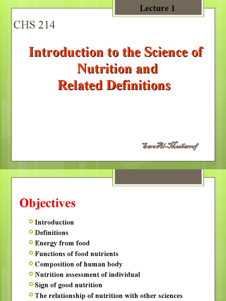 Lecture 1-Principles of Nutrition 214 | PDF | Nutrients | Nutrition