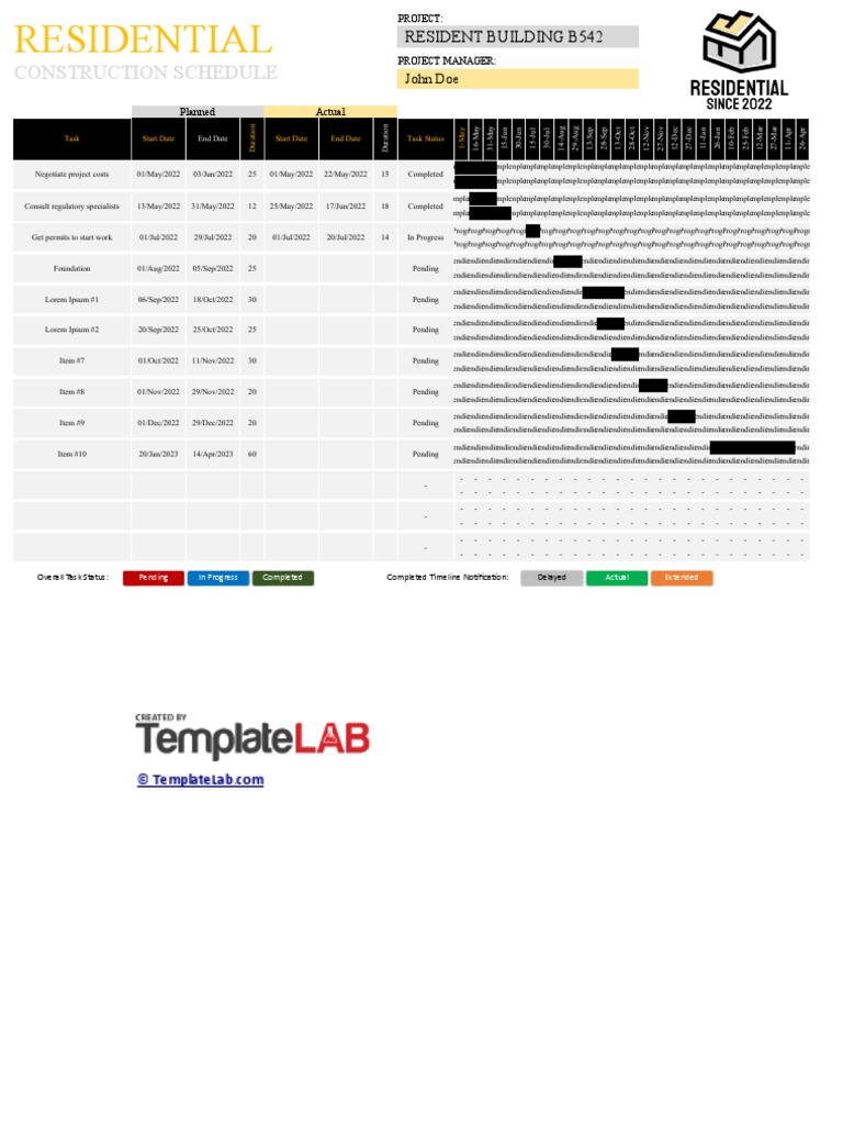 Residential Construction Schedule | PDF