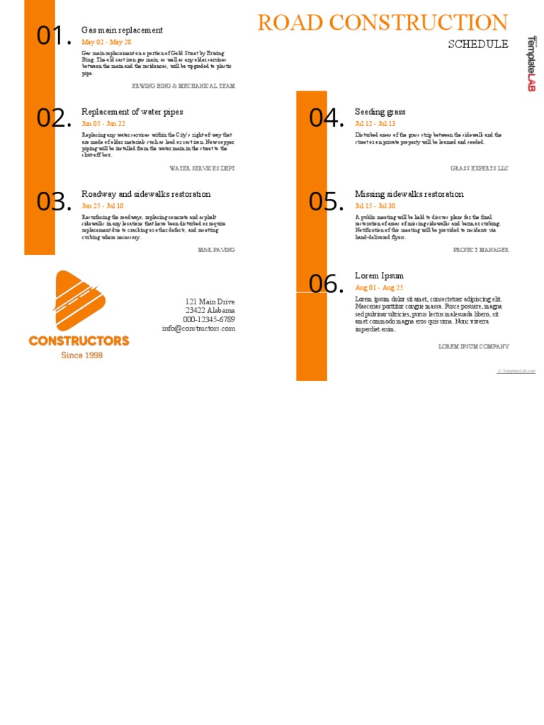 Road Construction Schedule TemplateLab.com | PDF | Civil Engineering ...