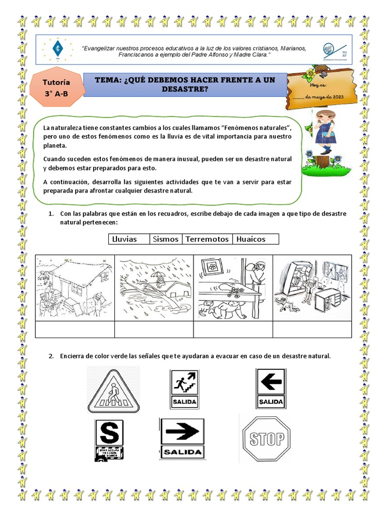 Ficha de Trabajo - Desastres Naturales | PDF