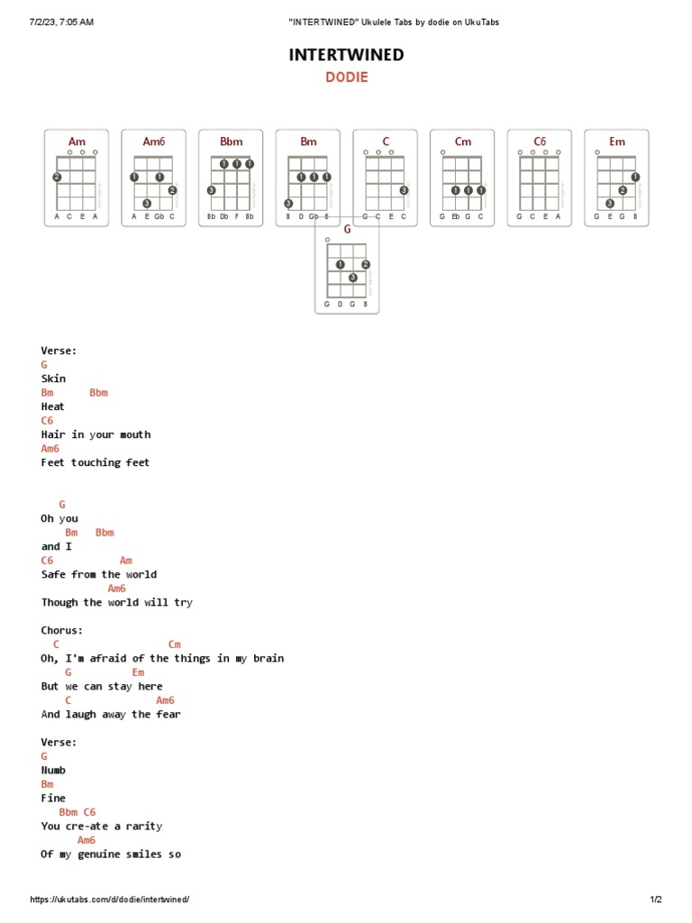 INTERTWINED - Ukulele Tabs by Dodie On UkuTabs | PDF | Musical Forms ...